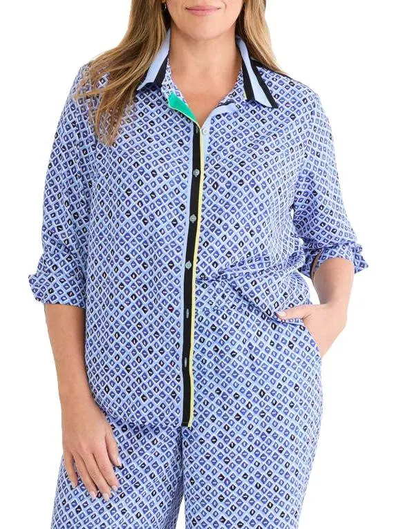 NIC+ZOE Mosaic Stripe Shirt - Blue Multi
