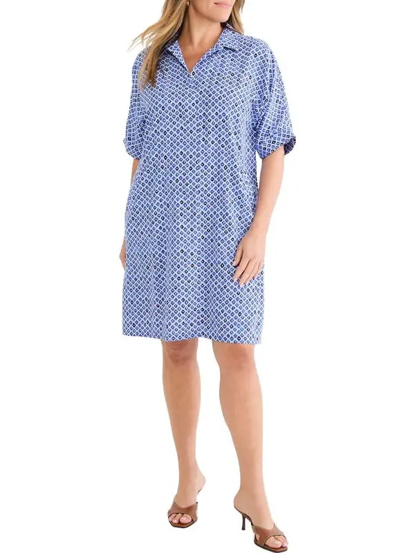NIC+ZOE Mosaic Print Shift Dress - Blue Multi