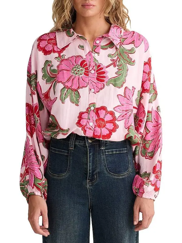 TALISMAN THE LABEL Floral Print Button-up Shirt - Pink Ibiza