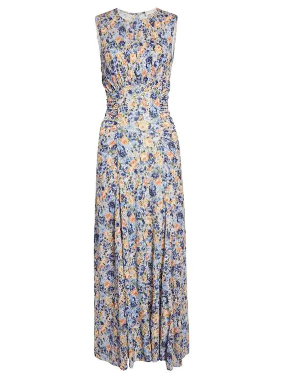 Ulla Johnson Lana Floral Print Ruched Maxi Dress - Orchid