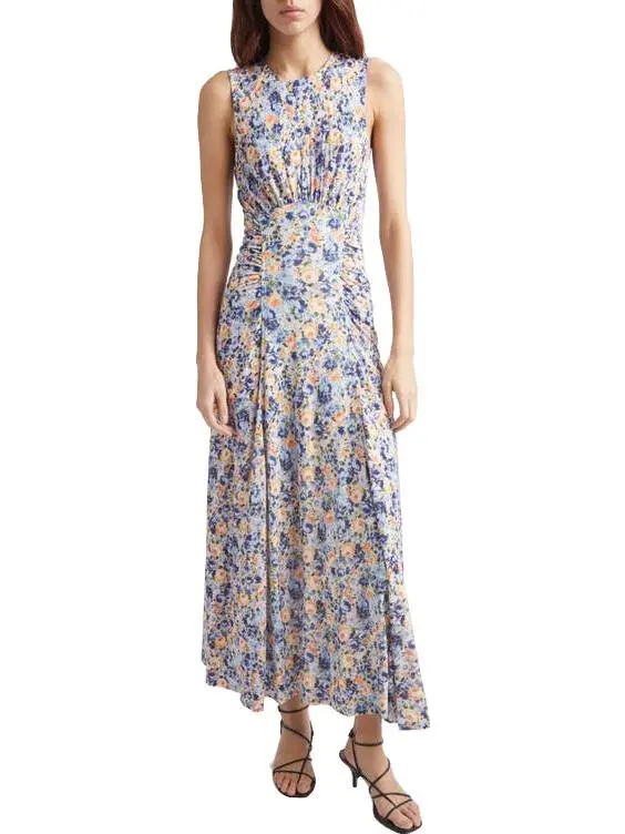Ulla Johnson Lana Floral Print Ruched Maxi Dress - Orchid