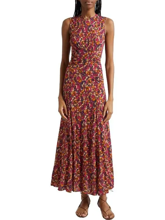 Ulla Johnson Lana Floral Print Ruched Maxi Dress - Viola