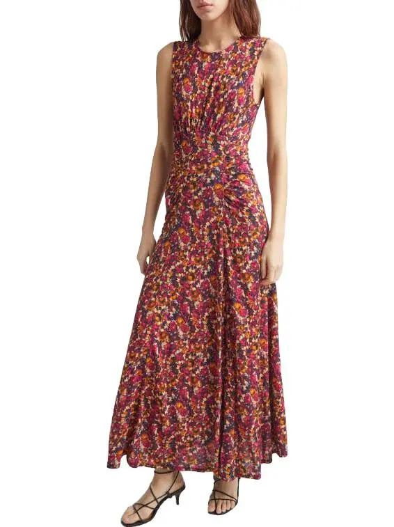 Ulla Johnson Lana Floral Print Ruched Maxi Dress - Viola