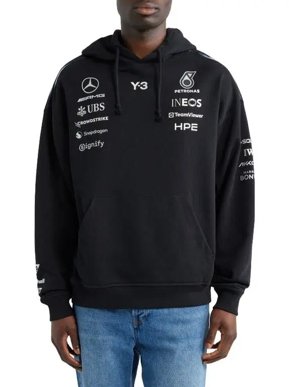 Y3 F1 Team Cotton Hoodie - Black