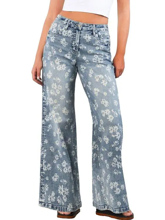 HINT OF BLU Daisy Wide Leg Jeans - Nora Blue