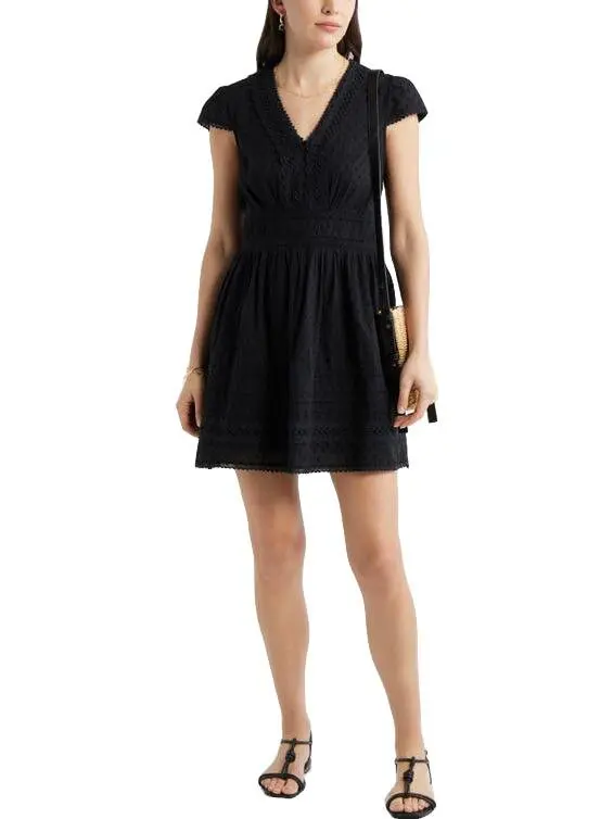 Chelsea28 Lace Detail Clip Dot Mini Dress - Black