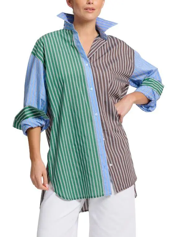 SHIRTY Stripe Boyfriend Shirt - Chocolate Combo