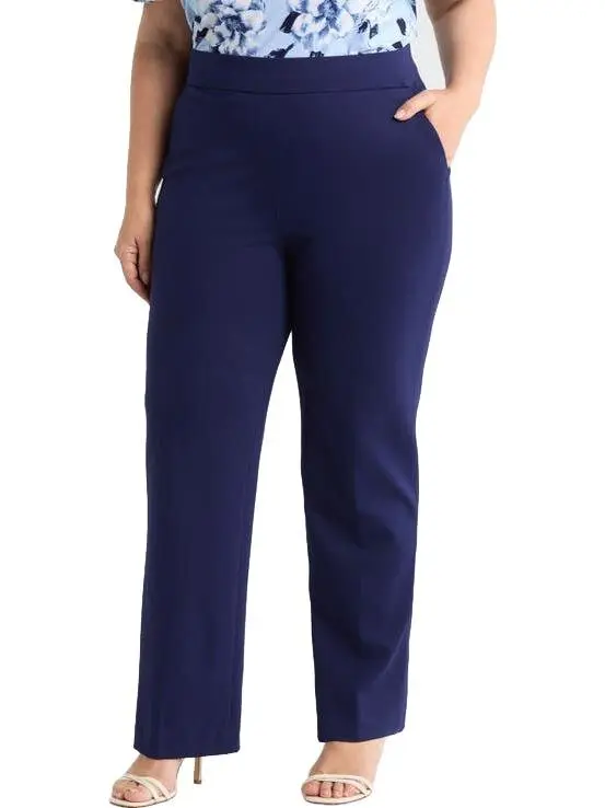 Anne Klein Straight Leg Pull On Pants - Distant Mountain