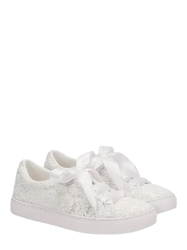 KAILEE P Gia Crochet Lace Platform Sneakers - White