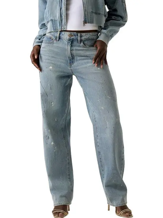 Guess Paint Splatter Relaxed Barrel Leg Jeans - Denim