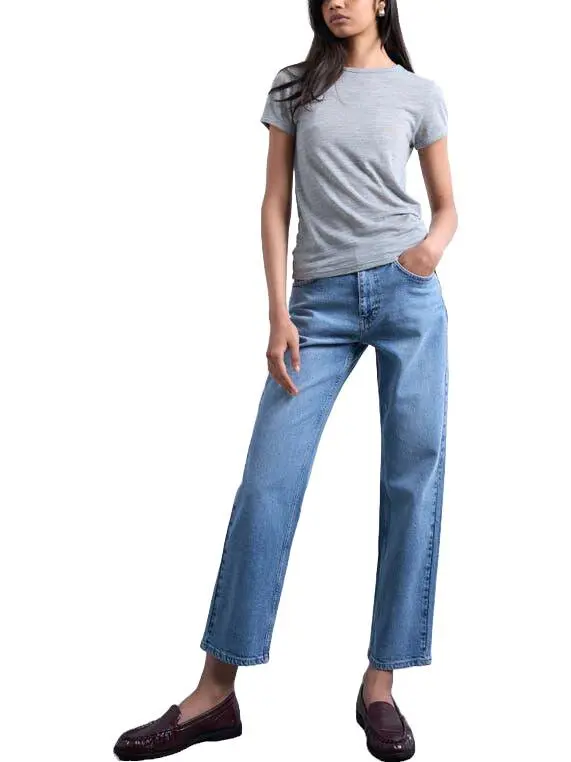Topshop Orson Straight Leg Jeans - Light Blue