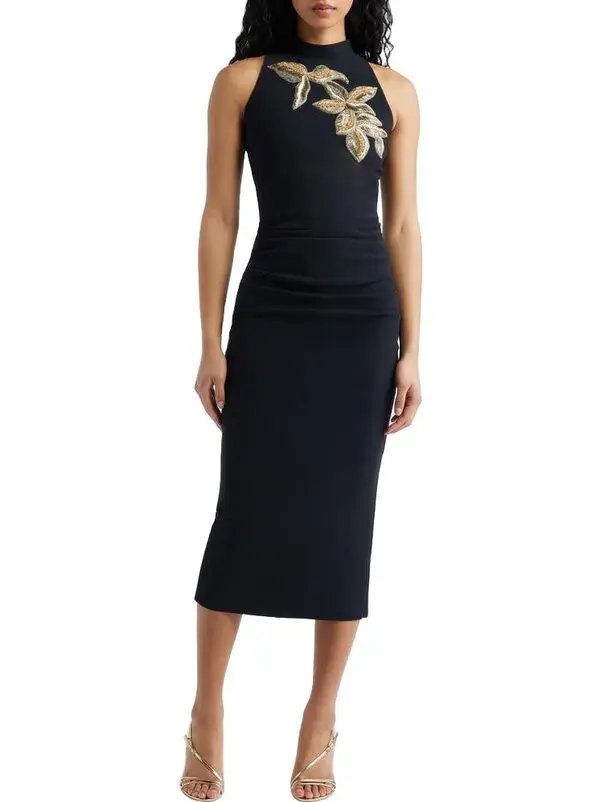 Chiara Boni La Petite Robe Nimby Beaded Floral Cocktail Dress - Black
