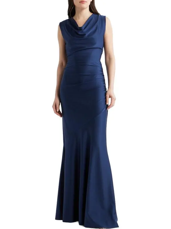 Chiara Boni La Petite Robe Eunia Ruched Sleeveless Gown - Midnight