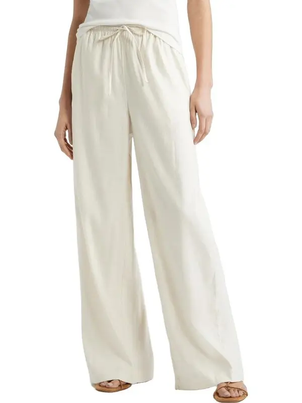 Nordstrom Linen Blend Drawstring Pants - Ivory Birch