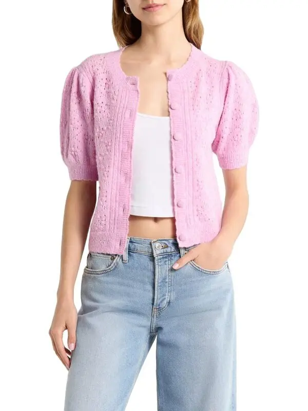 Astr The Label Kaydence Bobble Stitch Cardigan - Pink