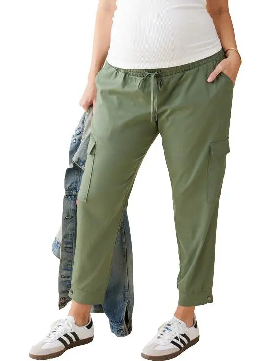 Ingrid & Isabel® Under The Bump Drawstring Cargo Pants - Agave