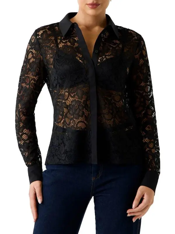MARCIANO Faith Lace Button-up Shirt - Black