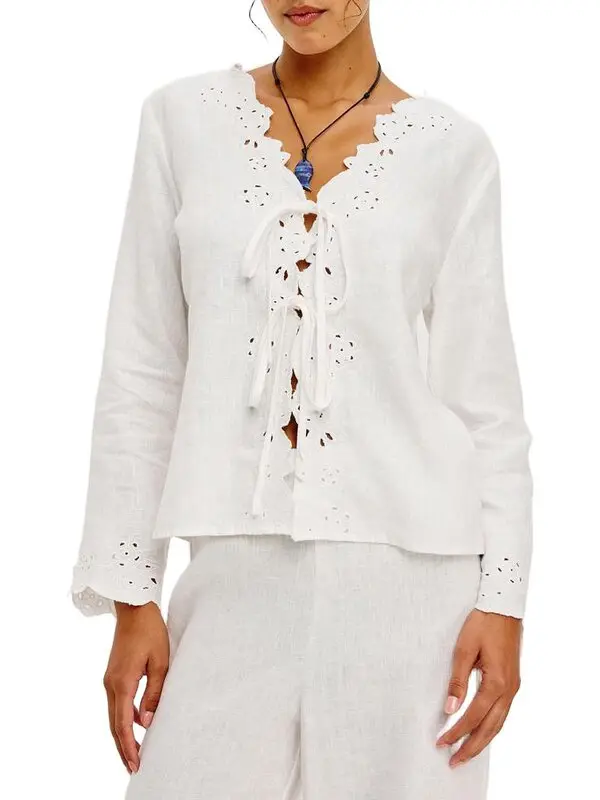 Rails Eyelet Linen Shirt - White
