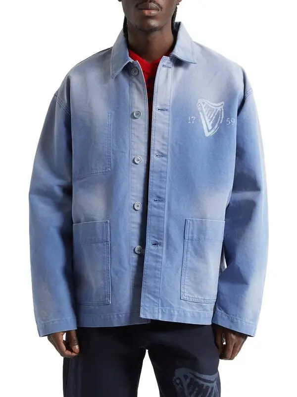 JW Anderson X Guinness Cotton Canvas Chore Jacket - Cornflower Blue