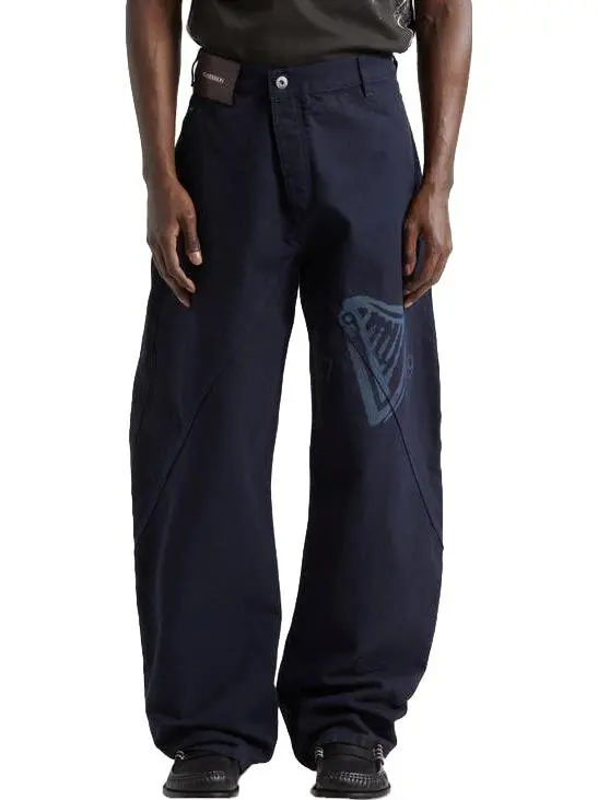 JW Anderson X Guinness Twisted Canvas Workwear Pants - Indigo
