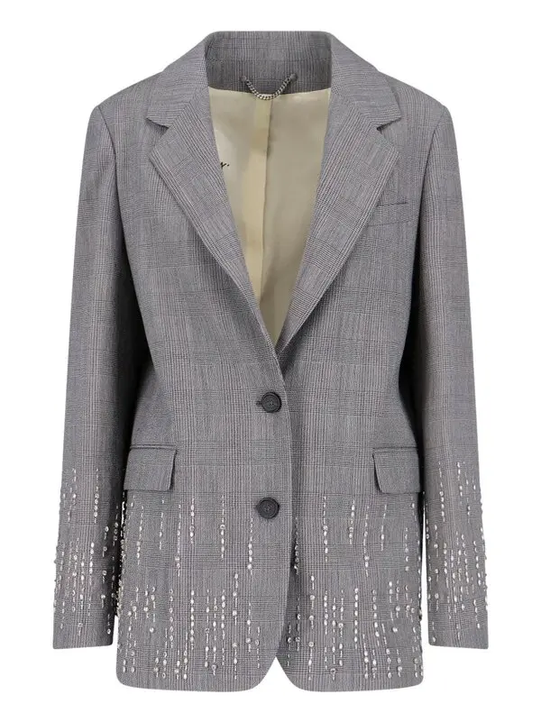 GOLDEN GOOSE Single-breasted Blazer With Crystal Detail - Gray