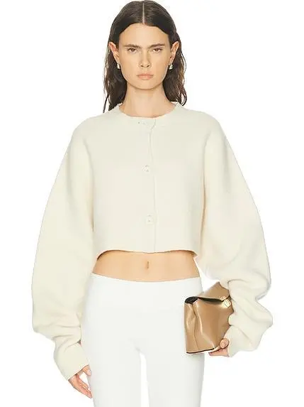 TOTEME Cropped Oversized Cardigan - Milk