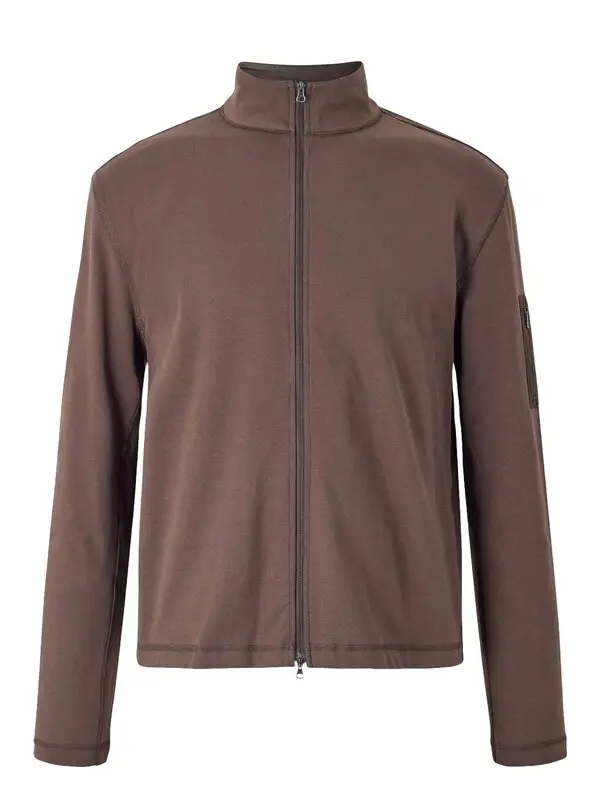 AMOMENTO Cotton Zip-up Sweater - Brown