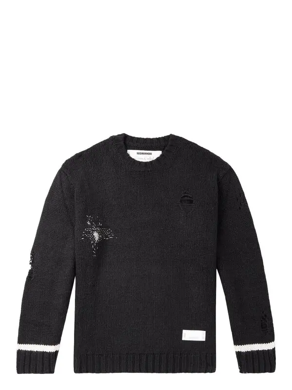 NEIGHBORHOOD Savage Embroidered Woven Sweater - Black