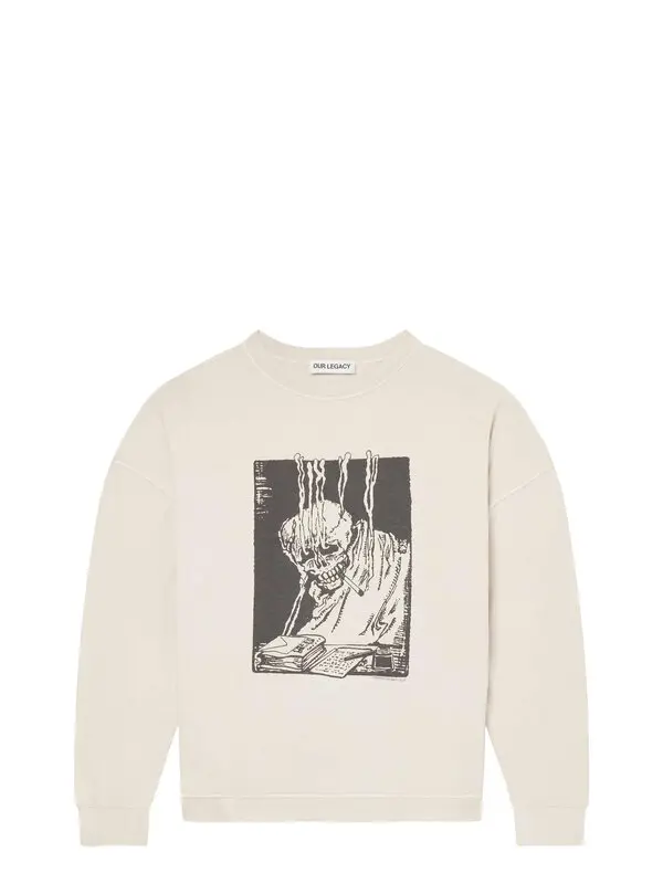 Our Legacy Slack Printed Cotton-blend Jersey Sweatshirt - Off-white