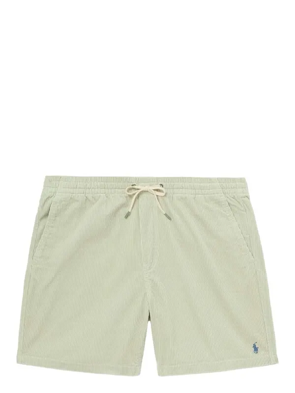 Polo Ralph Lauren Straight-leg Logo-embroidered Cotton-corduroy Drawstring Shorts - Gray Green