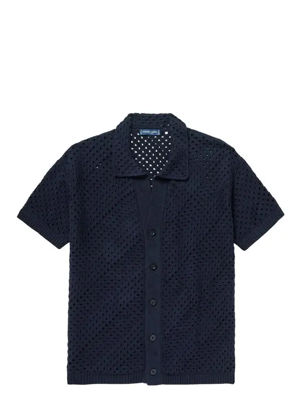 Frescobol Carioca Pinto Crocheted Cotton Shirt - Blue