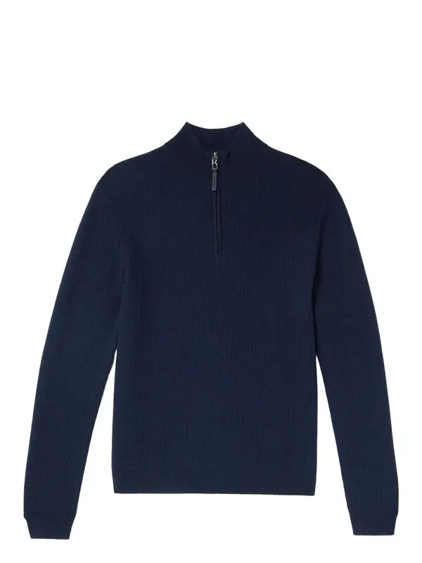 Bogner Virgin Wool And Cashmere-blend Half-zip Midlayer - Blue