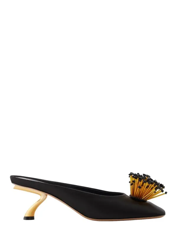 FERRAGAMO Safi Crystal-embellished Satin Mules - Black