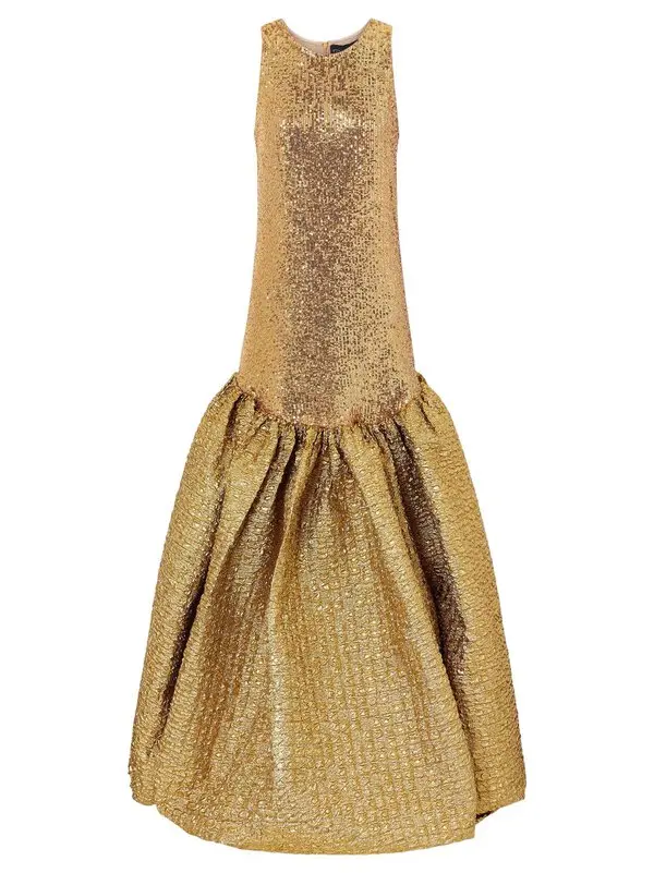 DIMA AYAD Sequined Cloqué Gown - Gold