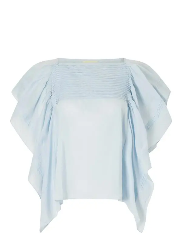 Ulla Johnson Lu Ruffled Cotton-voile Top - Blue