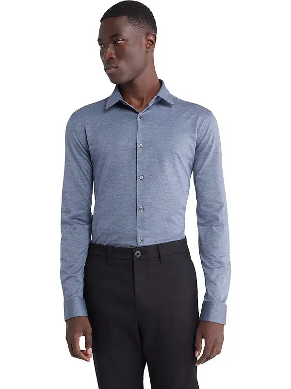 Calvin Klein Refined Solid Slim Button-down Shirt - Navy