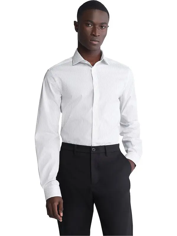 Calvin Klein Slim Fit Stripe Dress Shirt - Grey