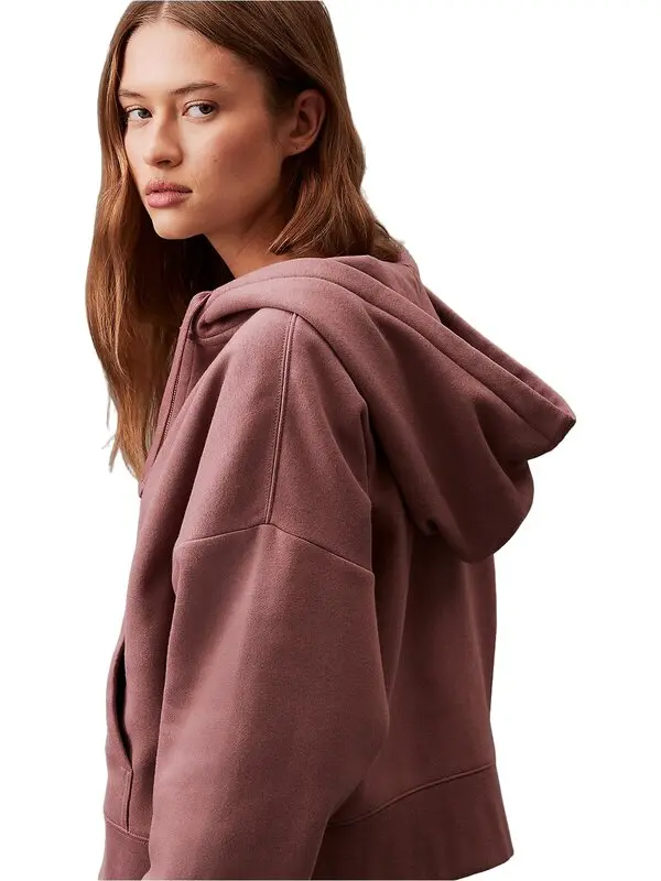 Calvin Klein Archive Logo Fleece Zip Hoodie - Capri Rose