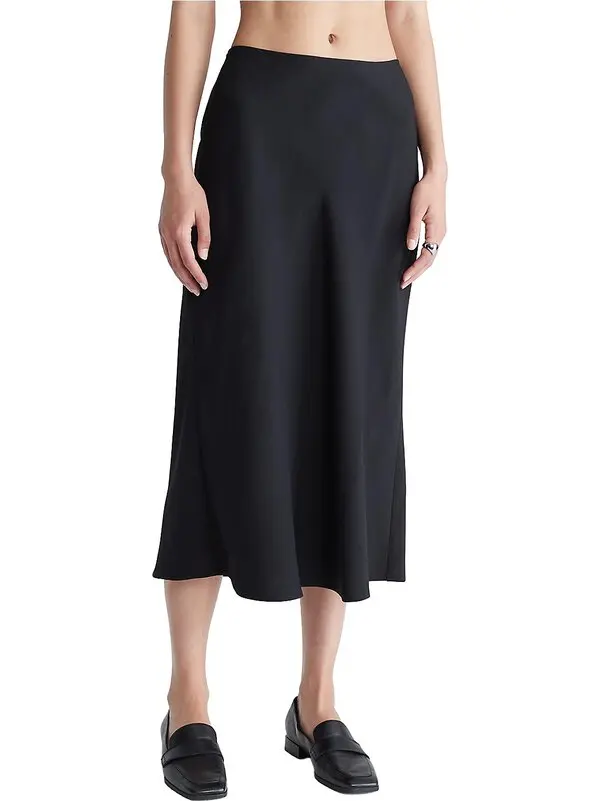 Calvin Klein Soft Twill Midi Skirt - Black
