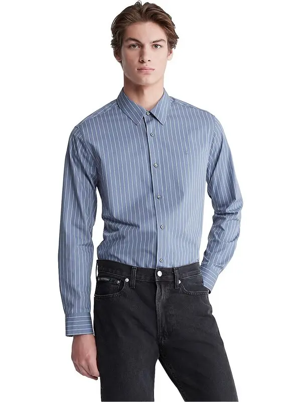 Calvin Klein Thin Stripe Classic Button-down Shirt - Flint Stone
