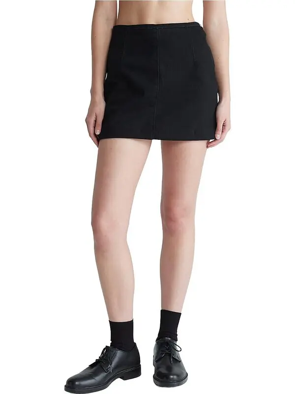Calvin Klein Sculpt Denim Mini Skirt - Velvet Fade Moss Black
