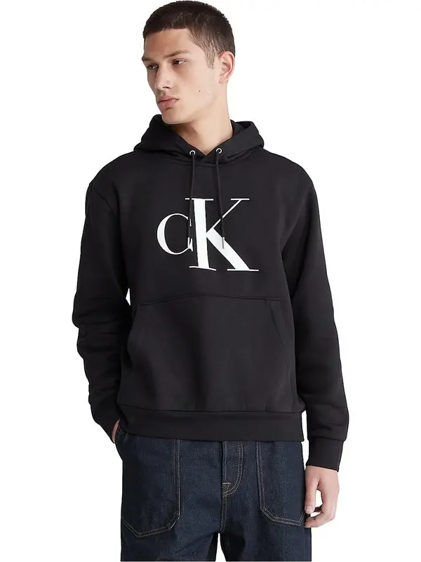 Calvin Klein Monogram Logo Fleece Hoodie - Black