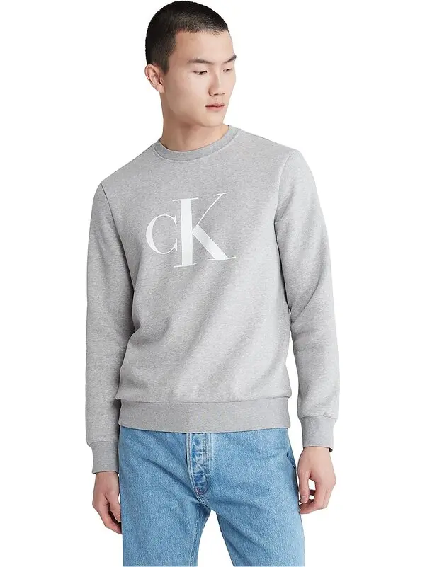 Calvin Klein Monogram Logo Fleece Crewneck Sweatshirt - Heroic Grey Heather
