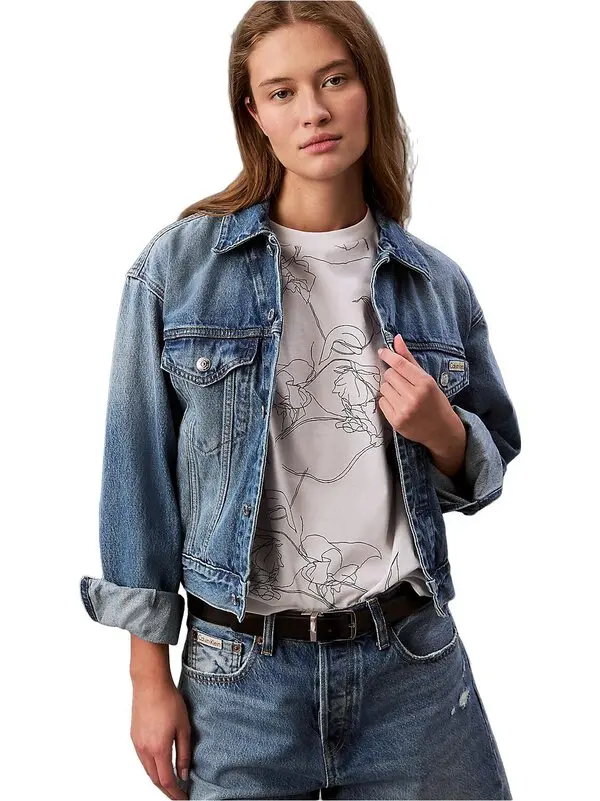 Calvin Klein Floral Outline Graphic Classic T-shirt - Brilliant White