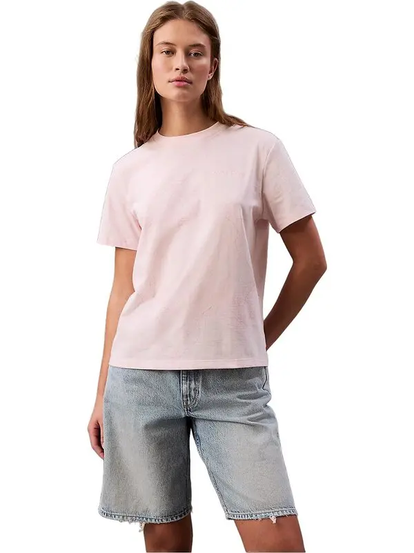 Calvin Klein Floral Outline Graphic Classic T-shirt - Crystal Pink