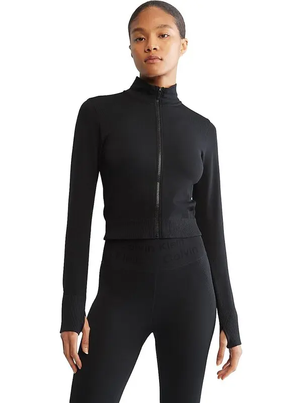 Calvin Klein Performance Seamless Mock Neck Jacket - Black