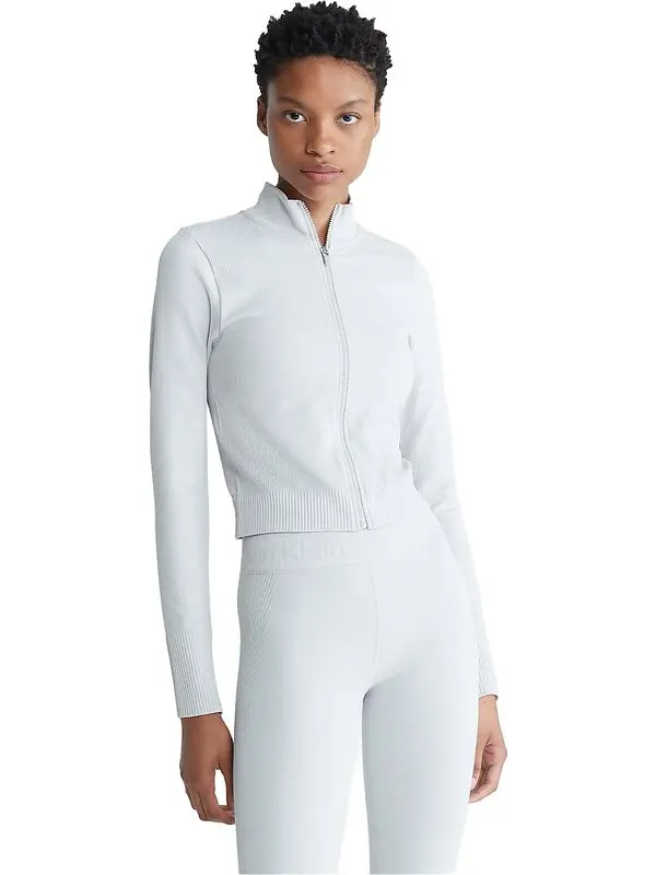 Calvin Klein Performance Seamless Mock Neck Jacket - Light Grey Heather