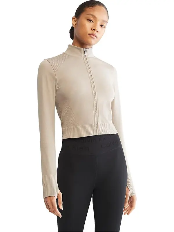 Calvin Klein Performance Seamless Mock Neck Jacket - Moonrock