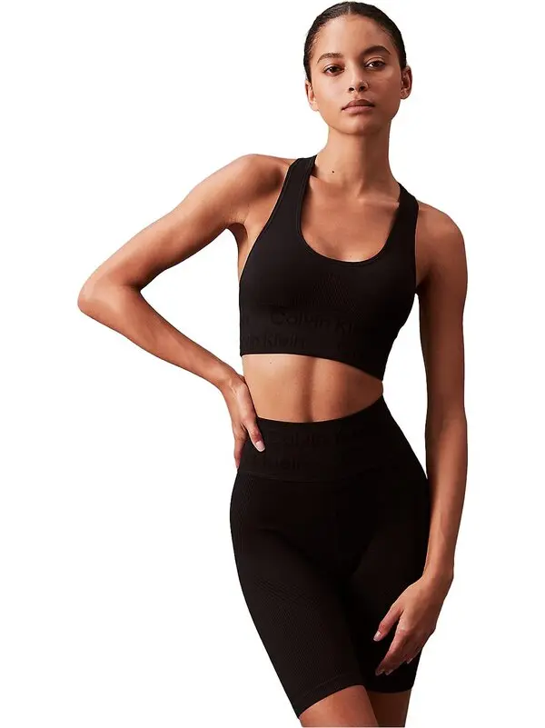Calvin Klein Performance Seamless Medium Impact Sports Bra - Black