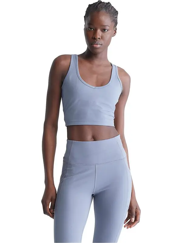 Calvin Klein Performance Embrace Low Impact V-neck Strappy Sports Bra - Steel